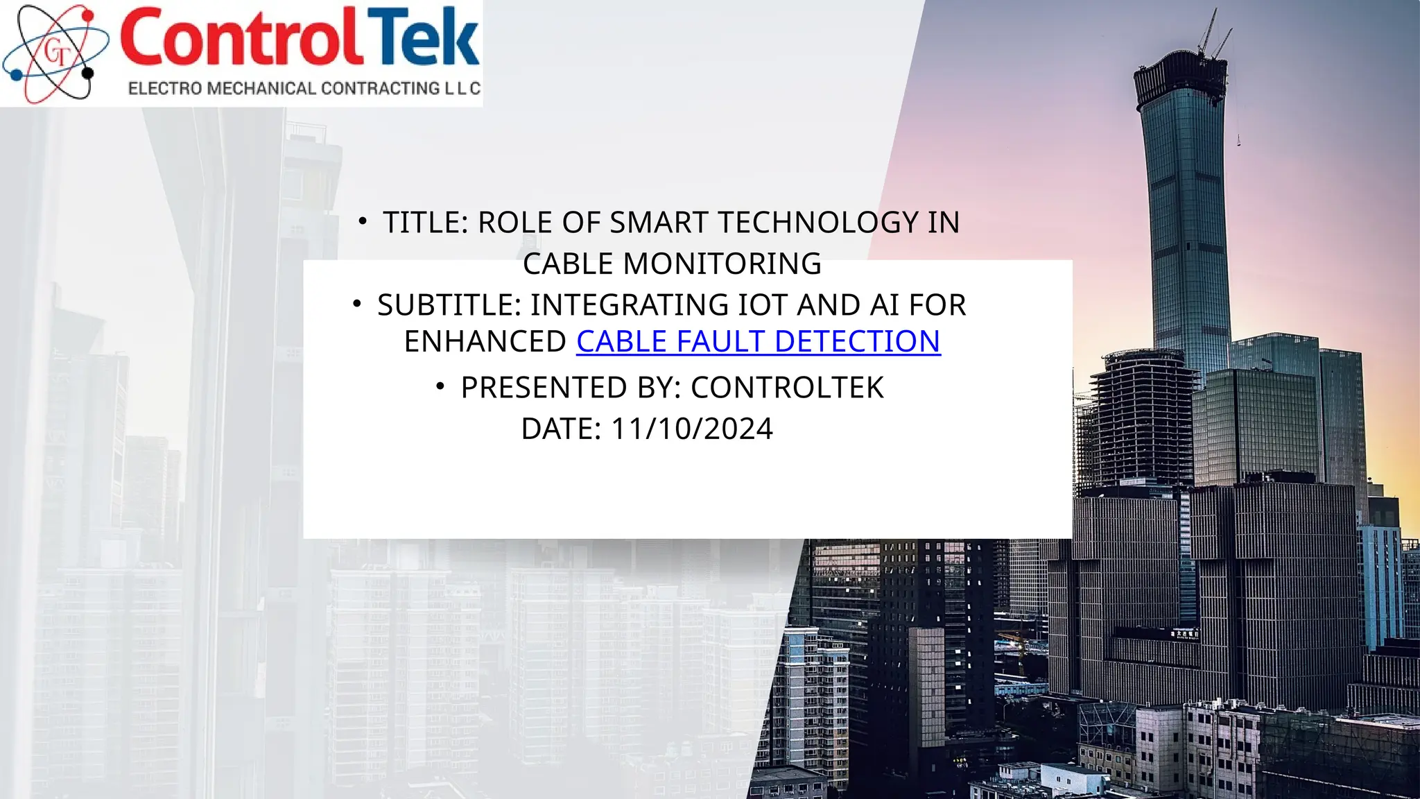 cable fault services - controltek dubai | PPT