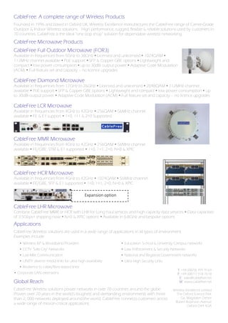 CableFree Microwave product summary 2018 | PDF