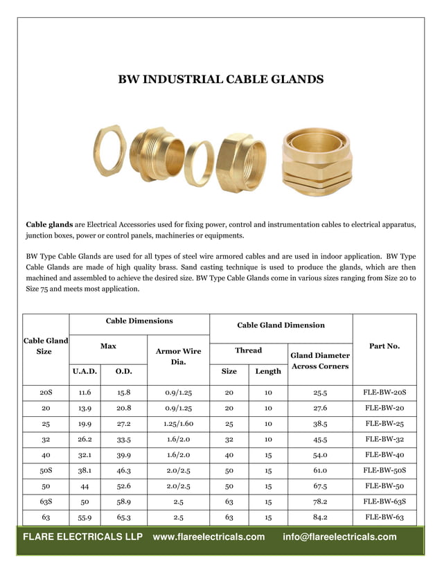 Industrial Cable Glands Catalogue | PDF