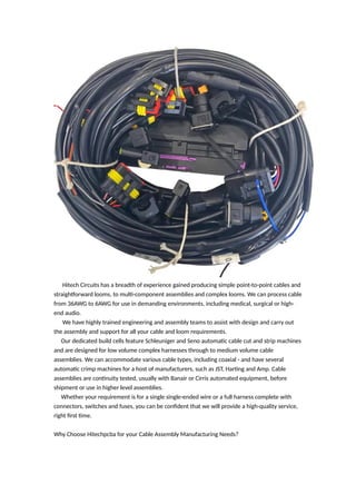 Cable & Harness Assembly Manufacturer Hitech Circuits | DOCX | Manufacturing Industry | Industries