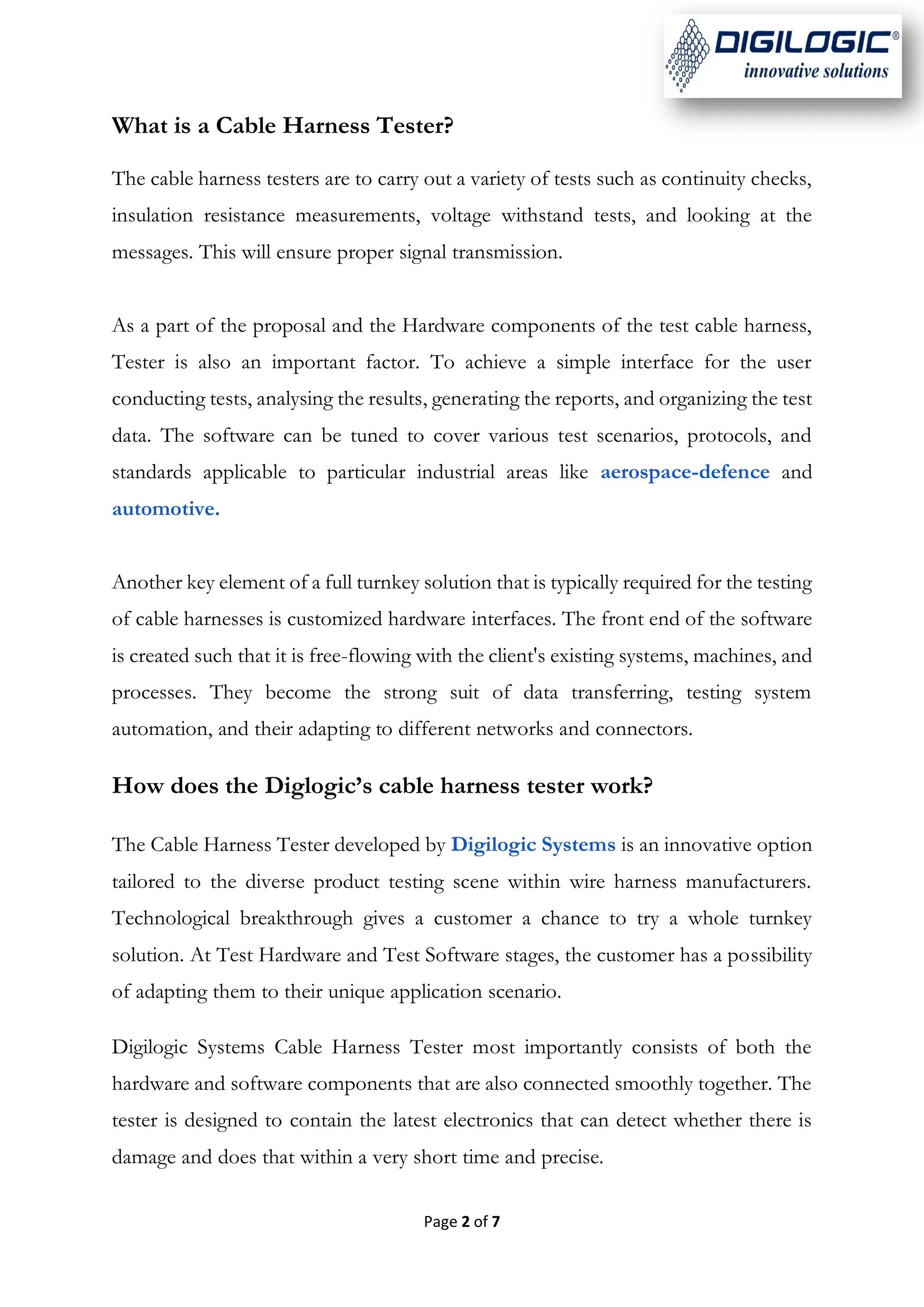 Cable Harness Tester from Digilogic Systems | PDF