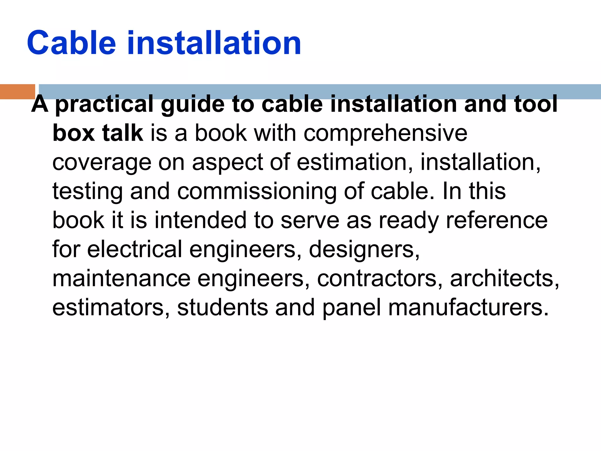 Cable installation book | PPT