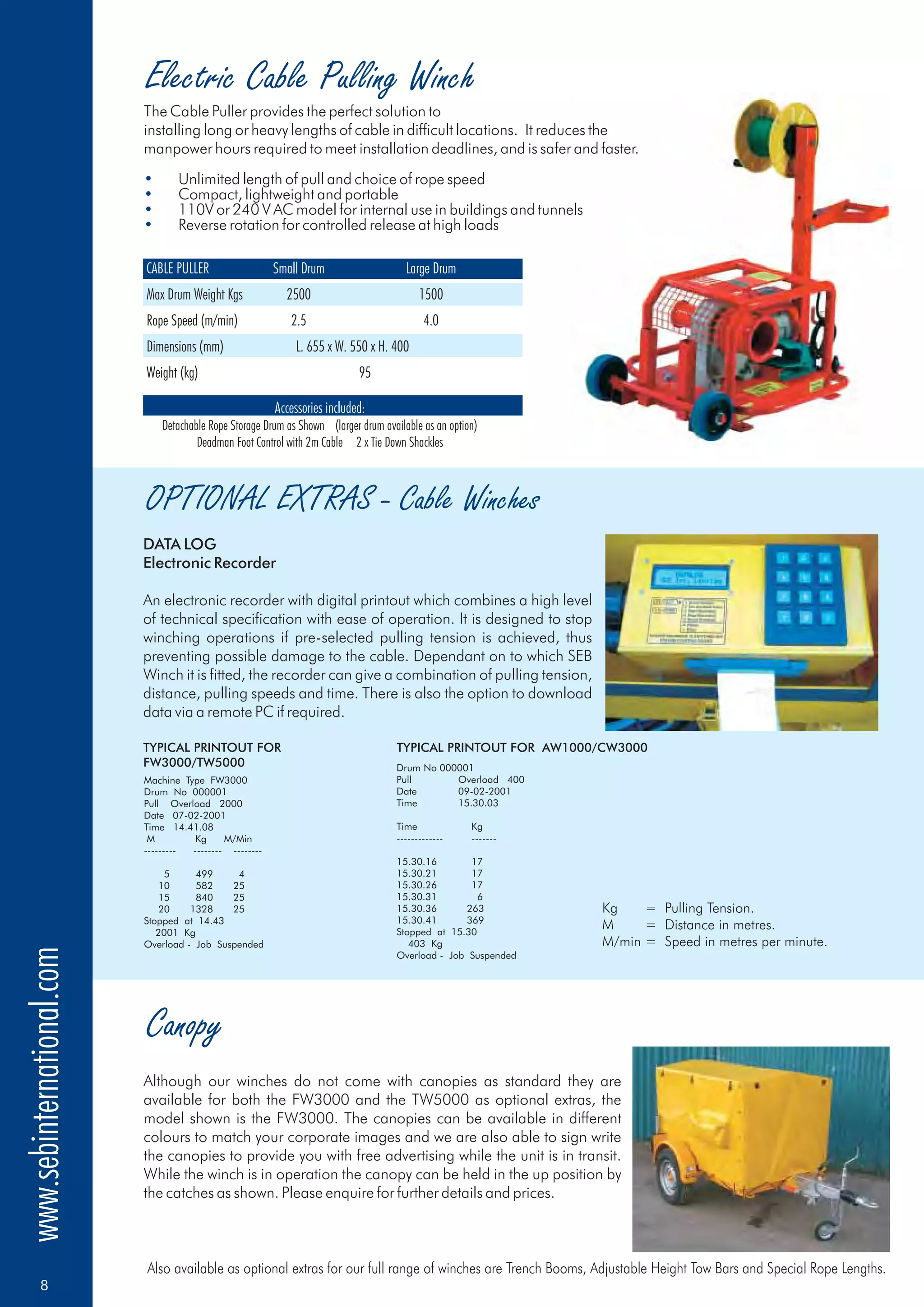 Cable Laying Pulling Equipment Low High Voltage Cables - Catalogue | PDF