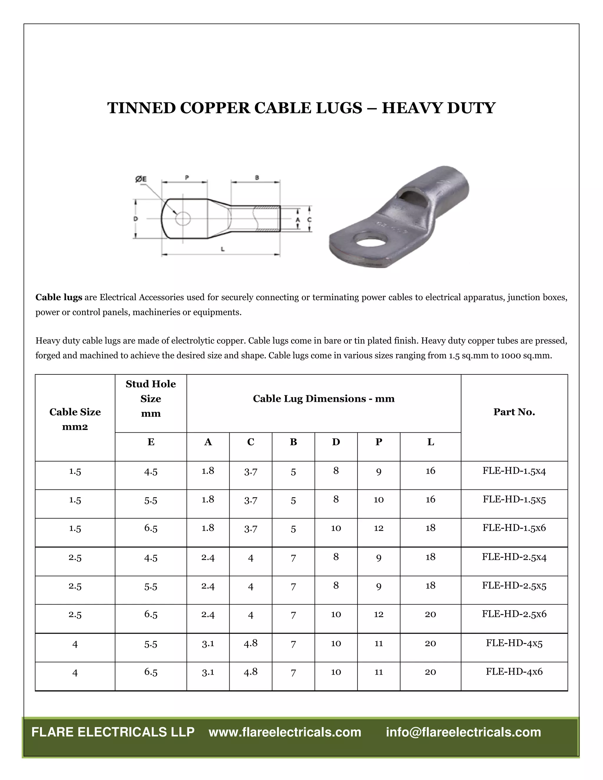 Cable Lugs Catalogue | PDF