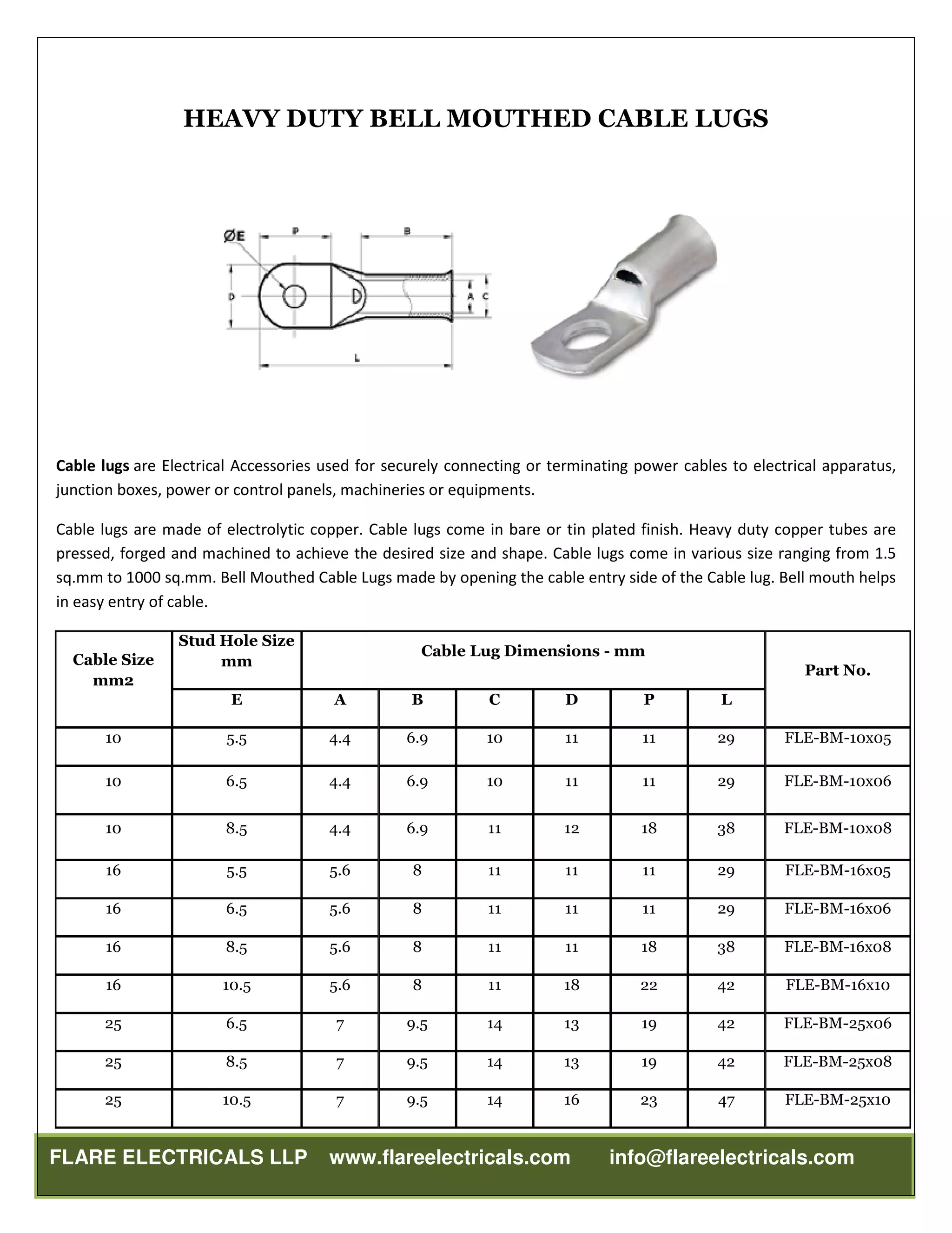 Cable Lugs Catalogue | PDF