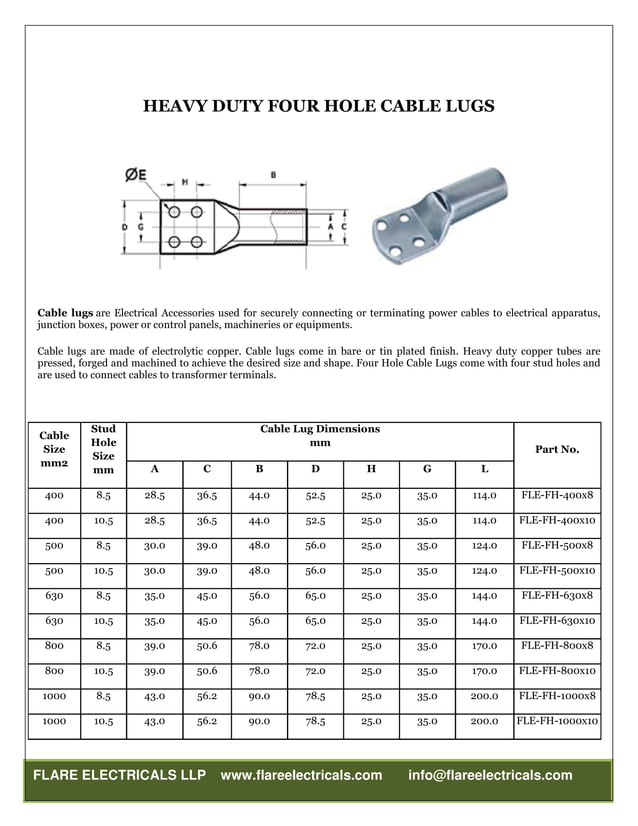 Cable Lugs Catalogue | PDF