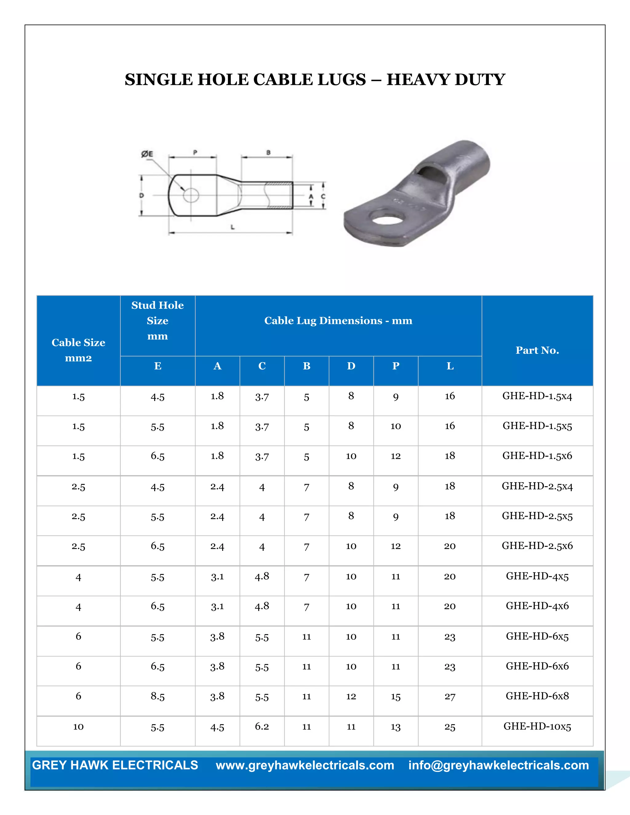 Copper Cable Lugs and Terminals Catalogue | PDF