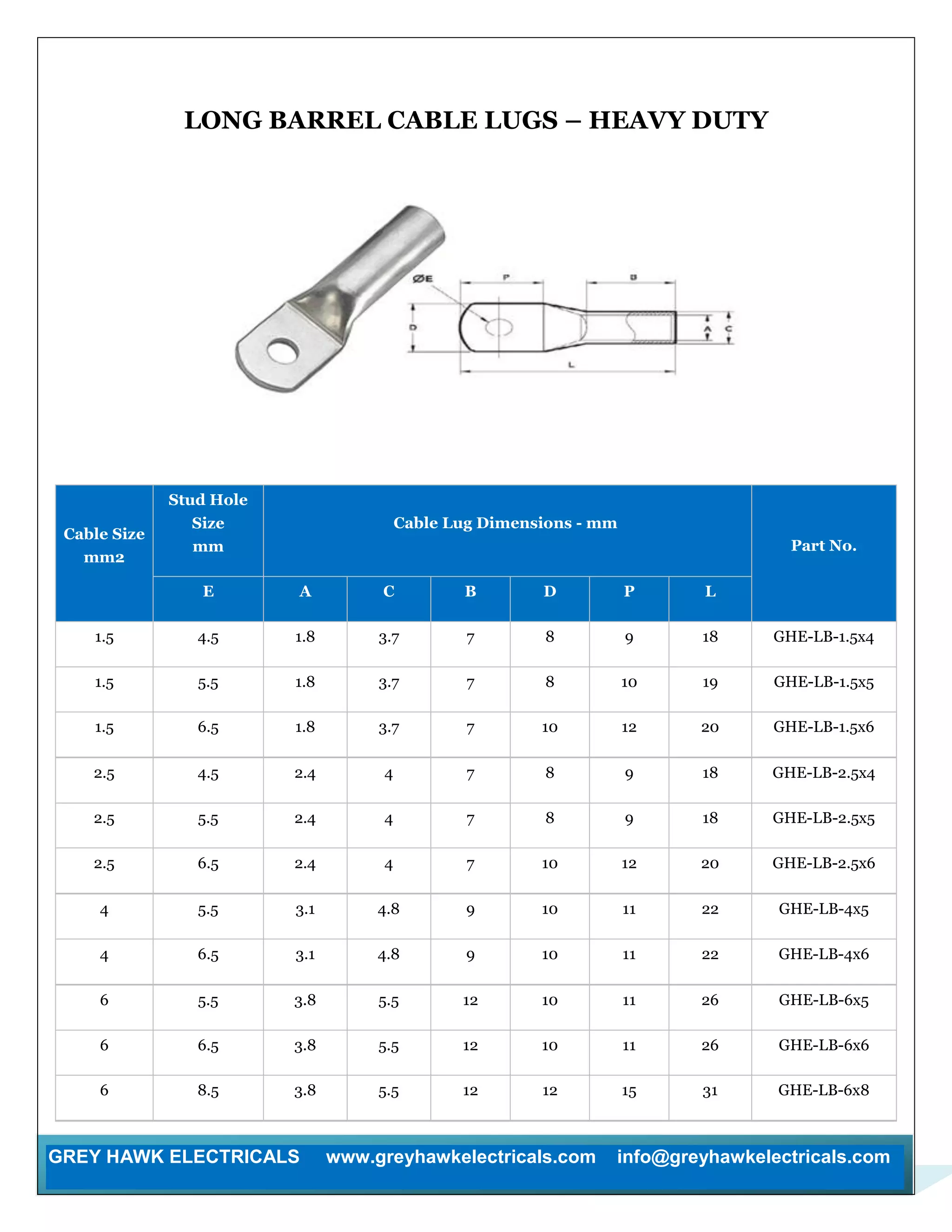 Copper Cable Lugs and Terminals Catalogue | PDF