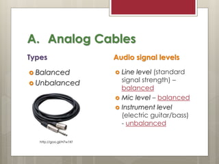 Type and Usage of Important Studio Cables | PPT