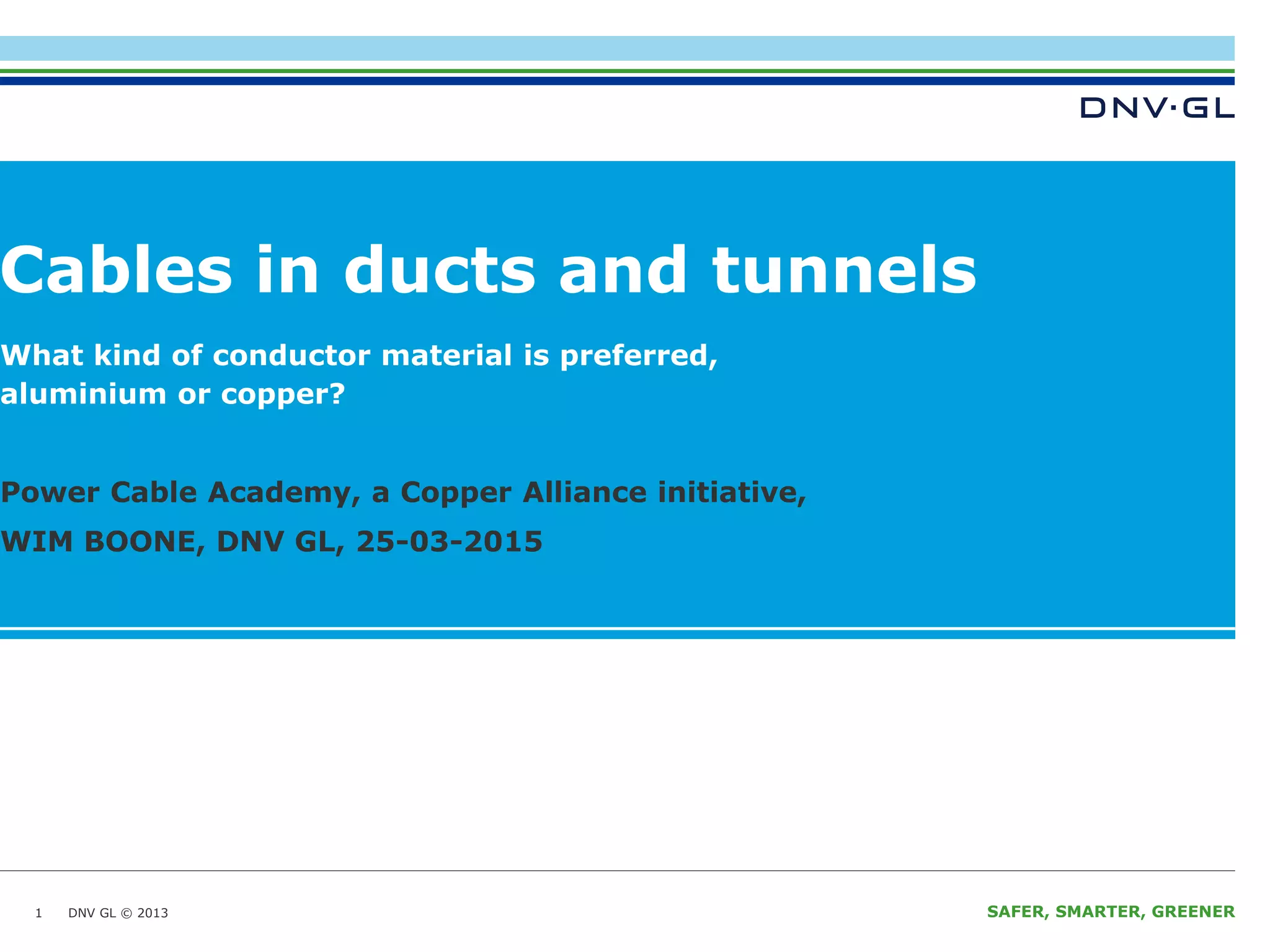 Cables in ducts and tunnels | PDF