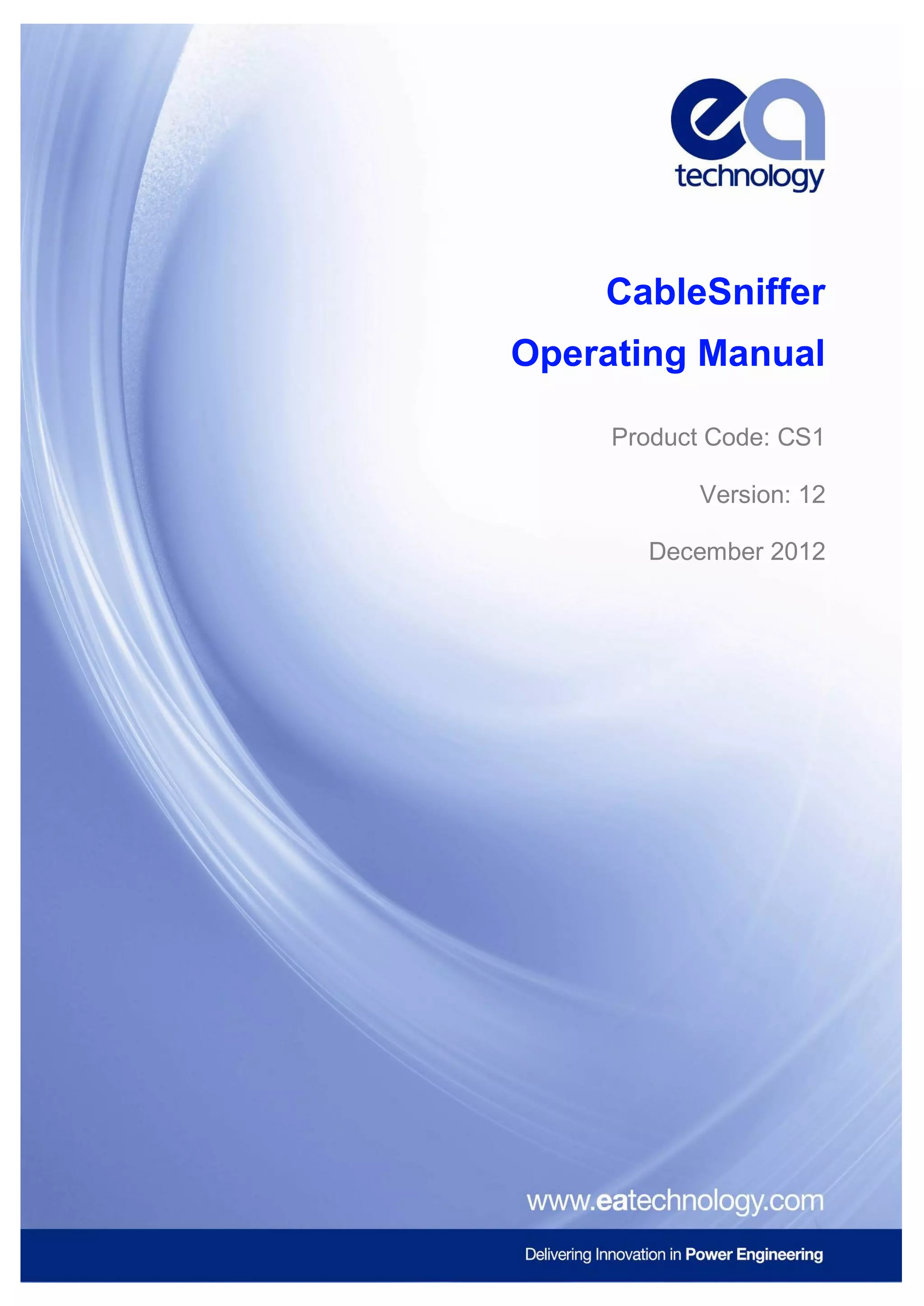 Cable Sniffer LV Cable Fault Locator - Operating Manual | PDF