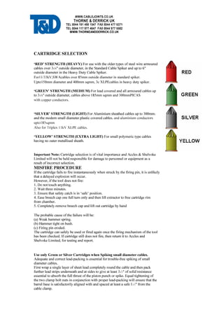 Cable Spiking Tools - Cartridge Selection Guide | PDF