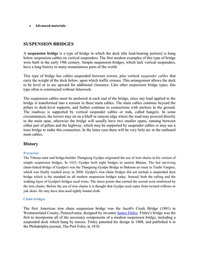 Cable suspension bridge pdf | PDF
