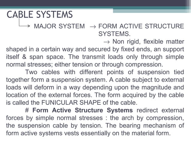 Cable systems - form active structure system | PPT