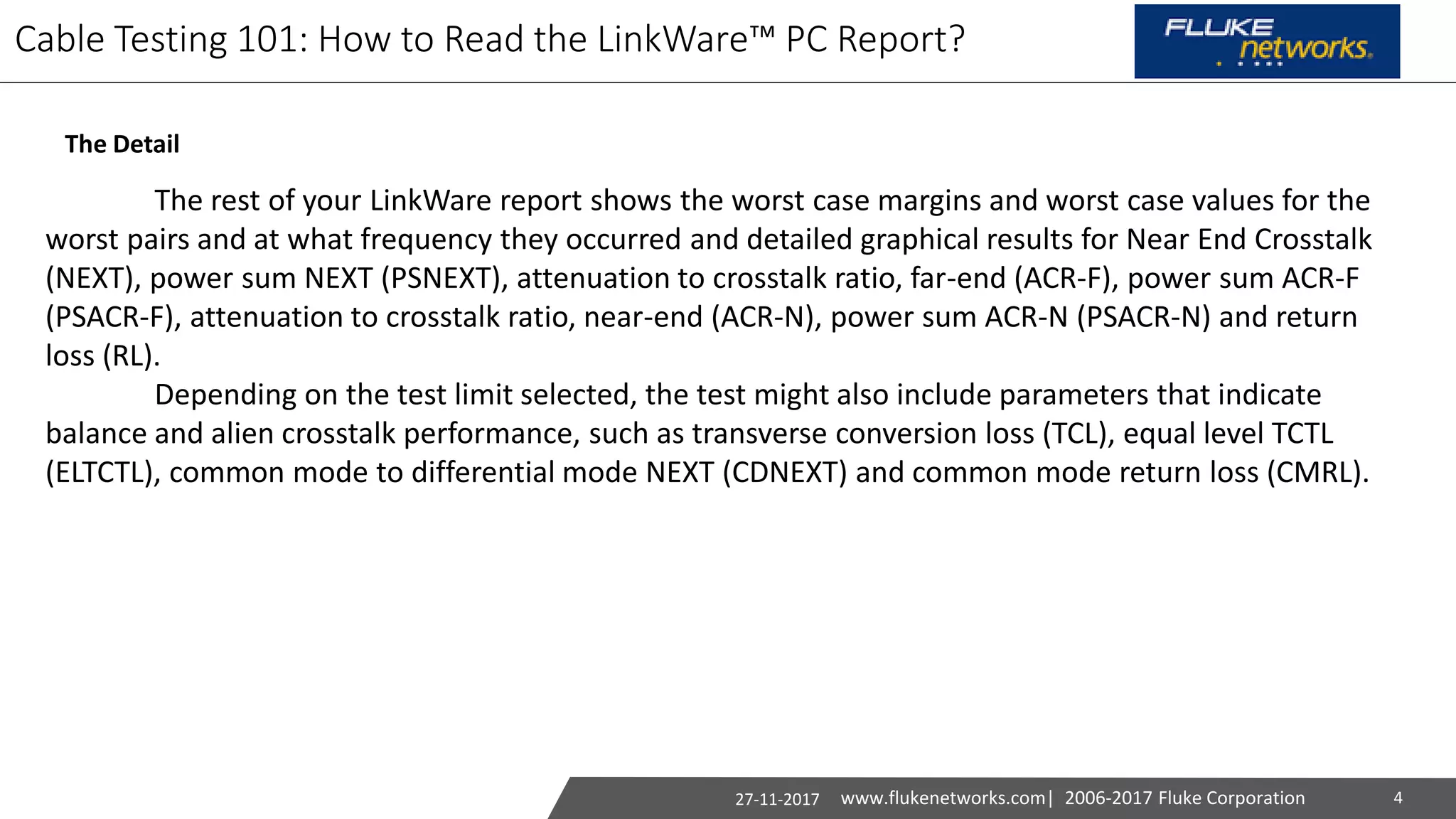 Cable testing 101 how to read the link ware™ pc report | PDF