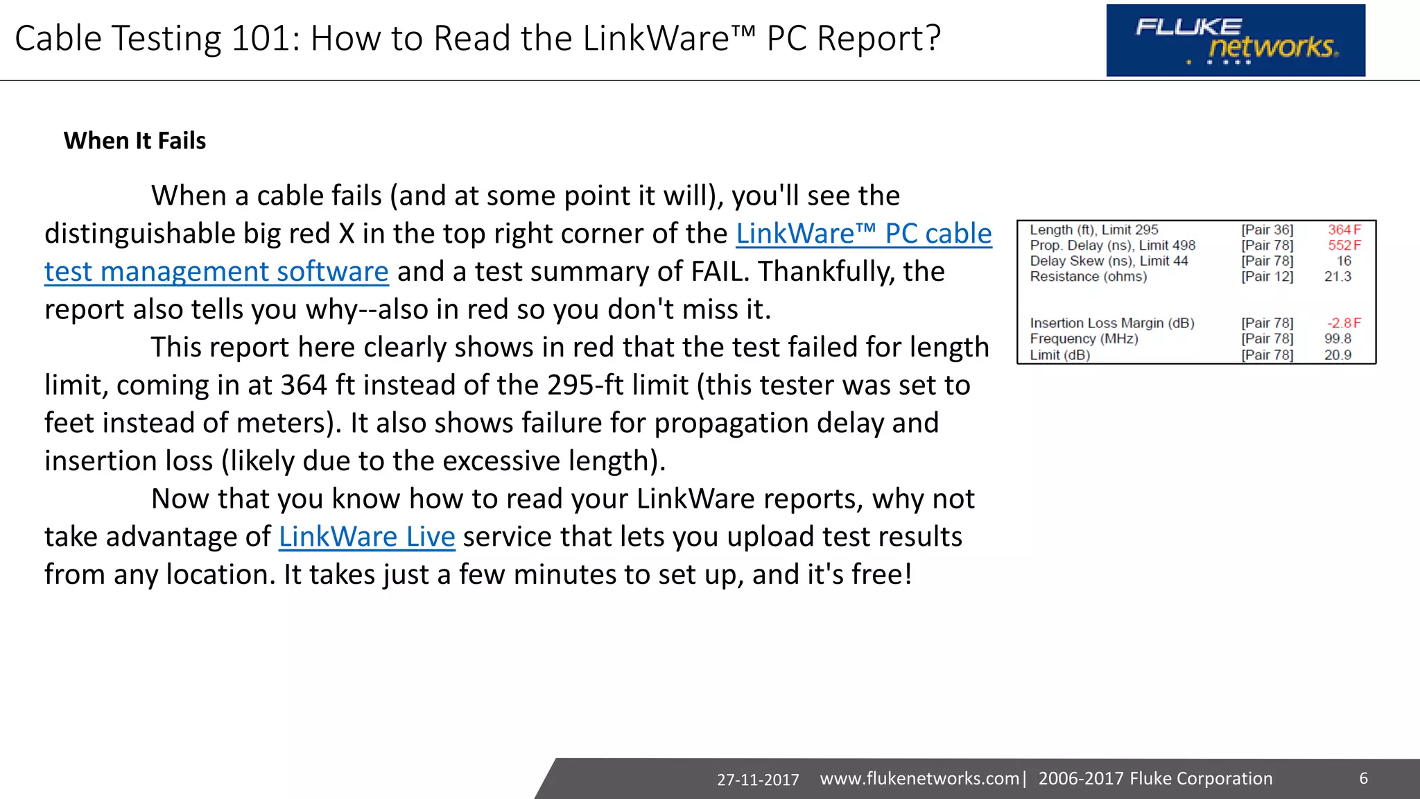 Cable testing 101 how to read the link ware™ pc report | PDF