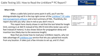 Cable testing 101 how to read the link ware™ pc report | PDF