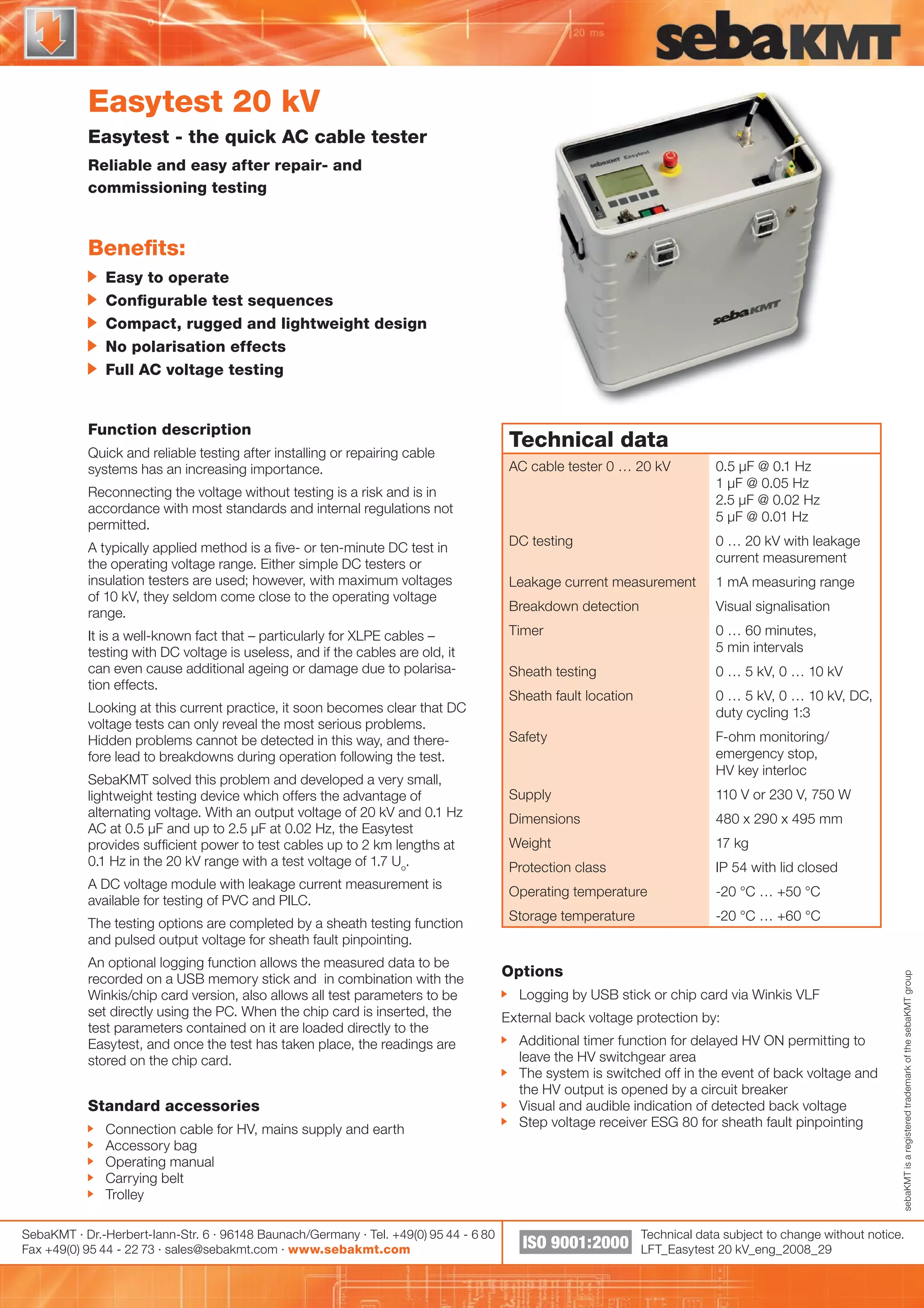 Cable test set_easytest_20_kv | PDF