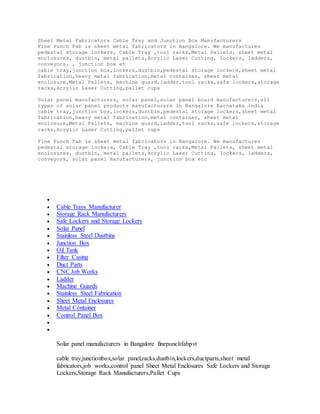 Cable tray manufacturers,junction box | DOCX