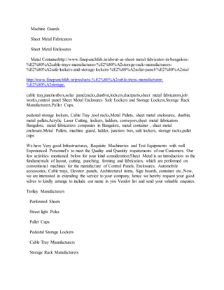 Cable tray manufacturers,junction box | DOCX