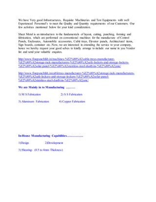 Cable tray manufacturers,junction box | DOCX