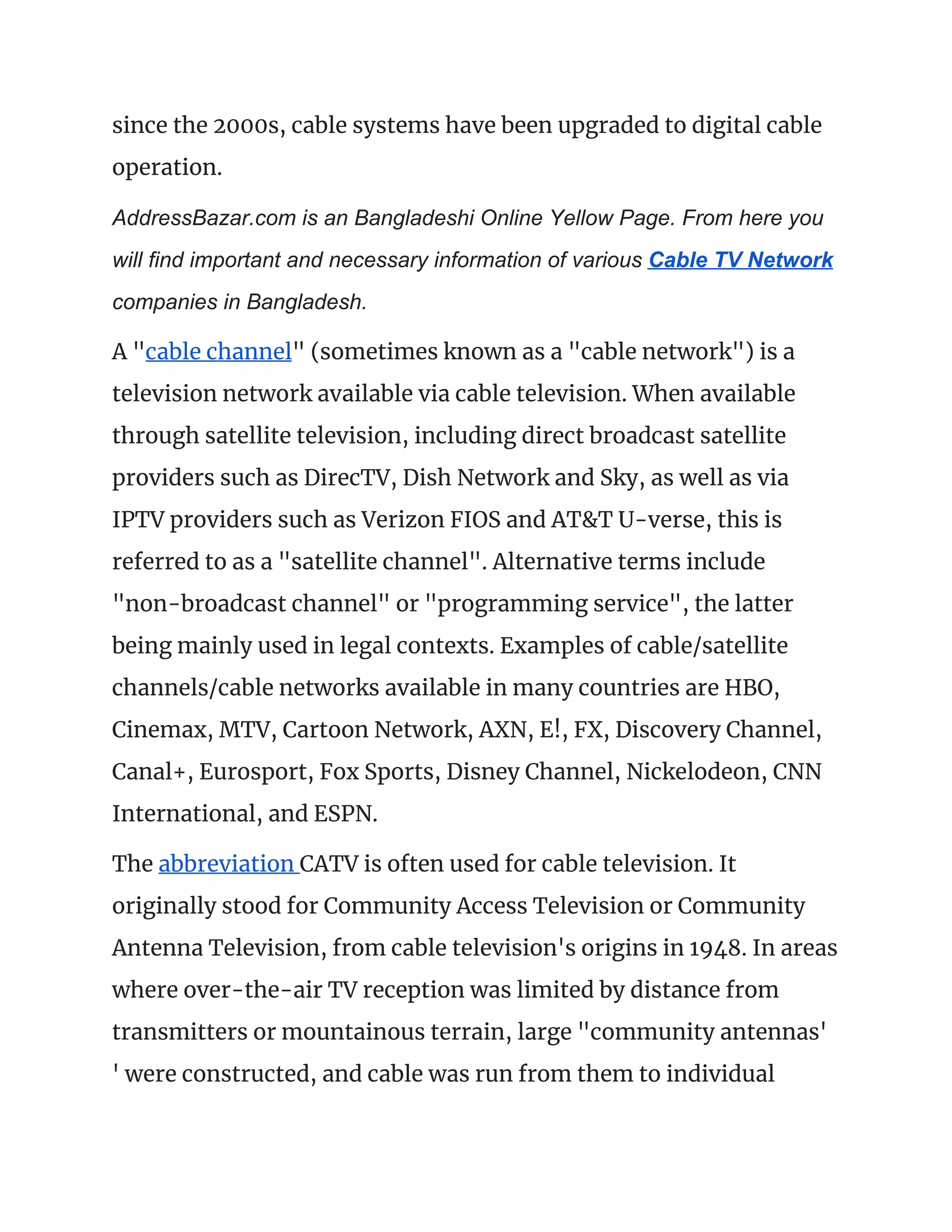 Cable tv network | PDF