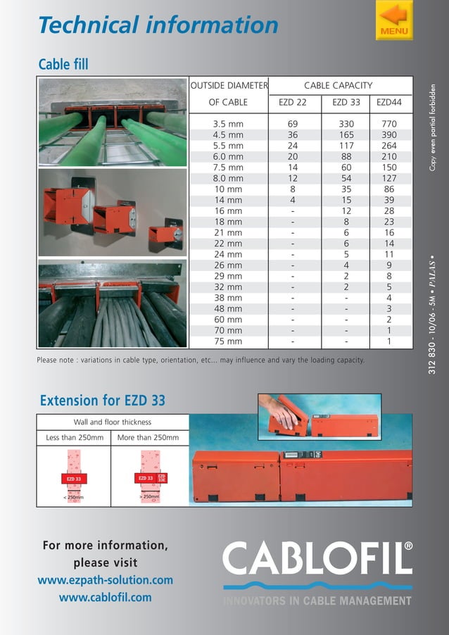 Cablofil EZ Path Fire Protection Seals for Fire Barrier Walls & Floors ...