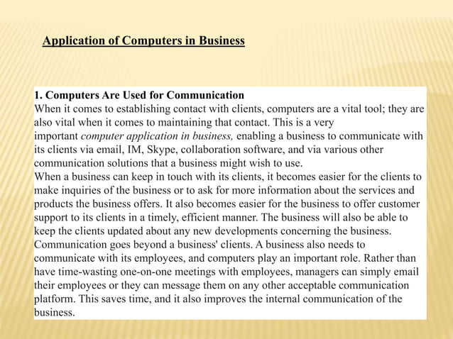computer application in business | PPTX