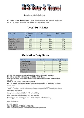 Cab quotation fbd | PDF