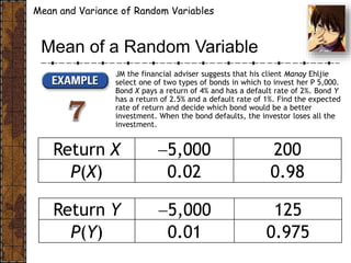 CABT SHS Statistics & Probability - Expected Value and Variance of ...
