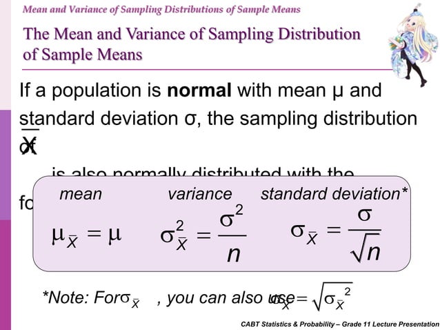 CABT SHS Statistics & Probability - Mean and Variance of Sampling ...