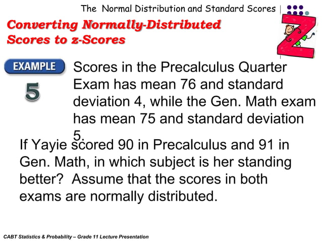 CABT SHS Statistics & Probability - The z-scores and Problems involving ...