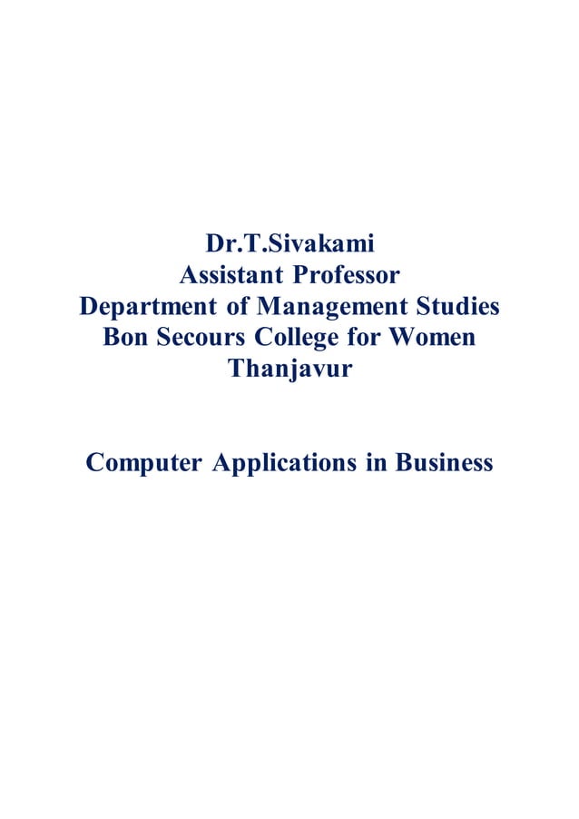 computer applications in Business unit 2 | PDF