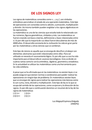 LA LEY DE LOS SIGNOS DE LAS OPERACIONES | DOCX