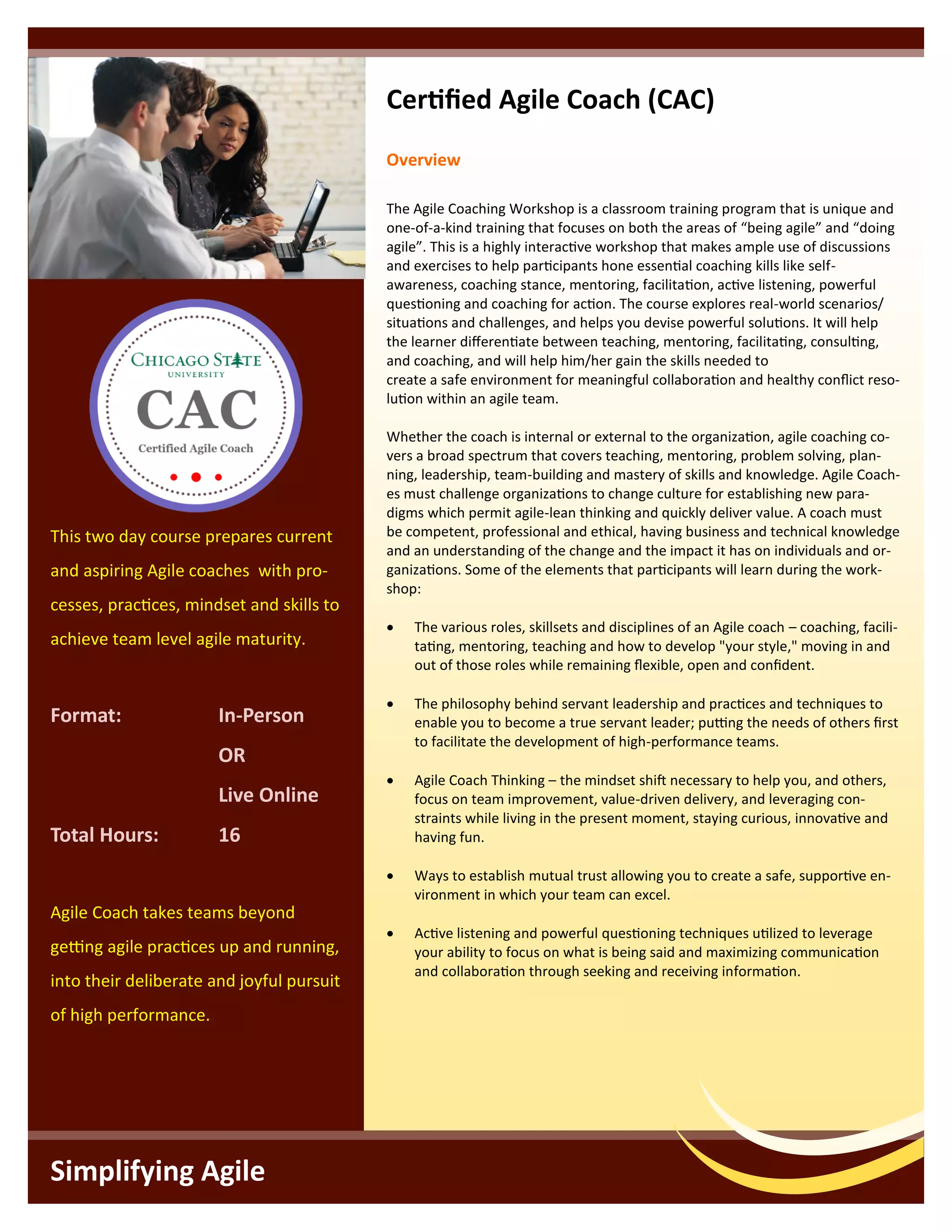 CERTIFIED AGILE COACH AGILE CERTIFICATION | PDF