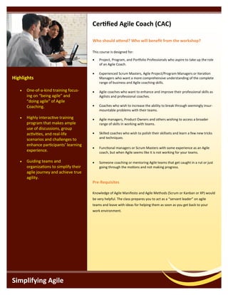 CERTIFIED AGILE COACH AGILE CERTIFICATION | PDF