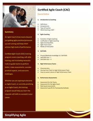 CERTIFIED AGILE COACH AGILE CERTIFICATION | PDF