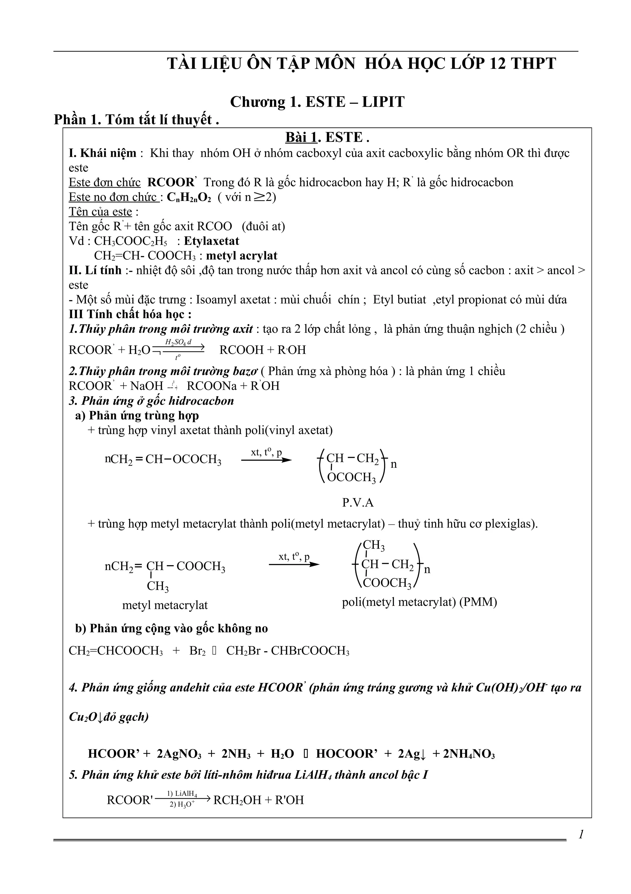 Cac dang-bai-tap-chuong-este-lipit | PDF
