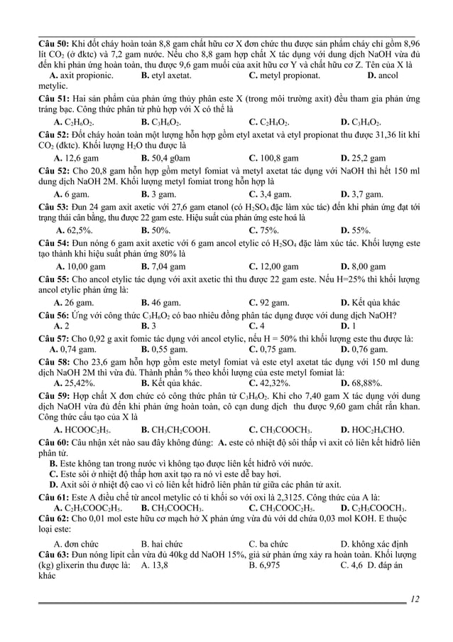 Cac dang-bai-tap-chuong-este-lipit | PDF