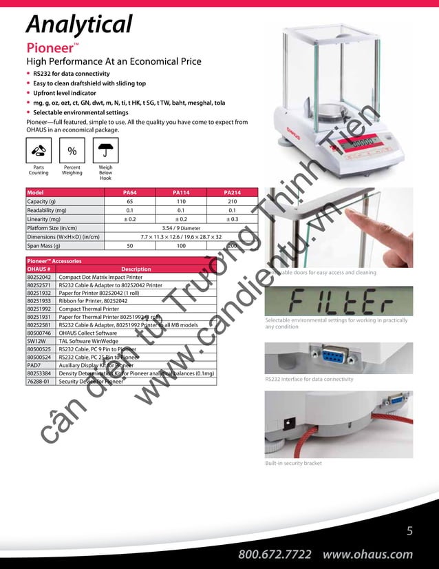 Cac san-pham-can-phan-tich-ohaus | PDF | Computer Peripherals | Computing