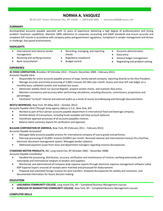 Norma A Vasquez_Resume 2016 | DOC | Business Accounting & Finance ...