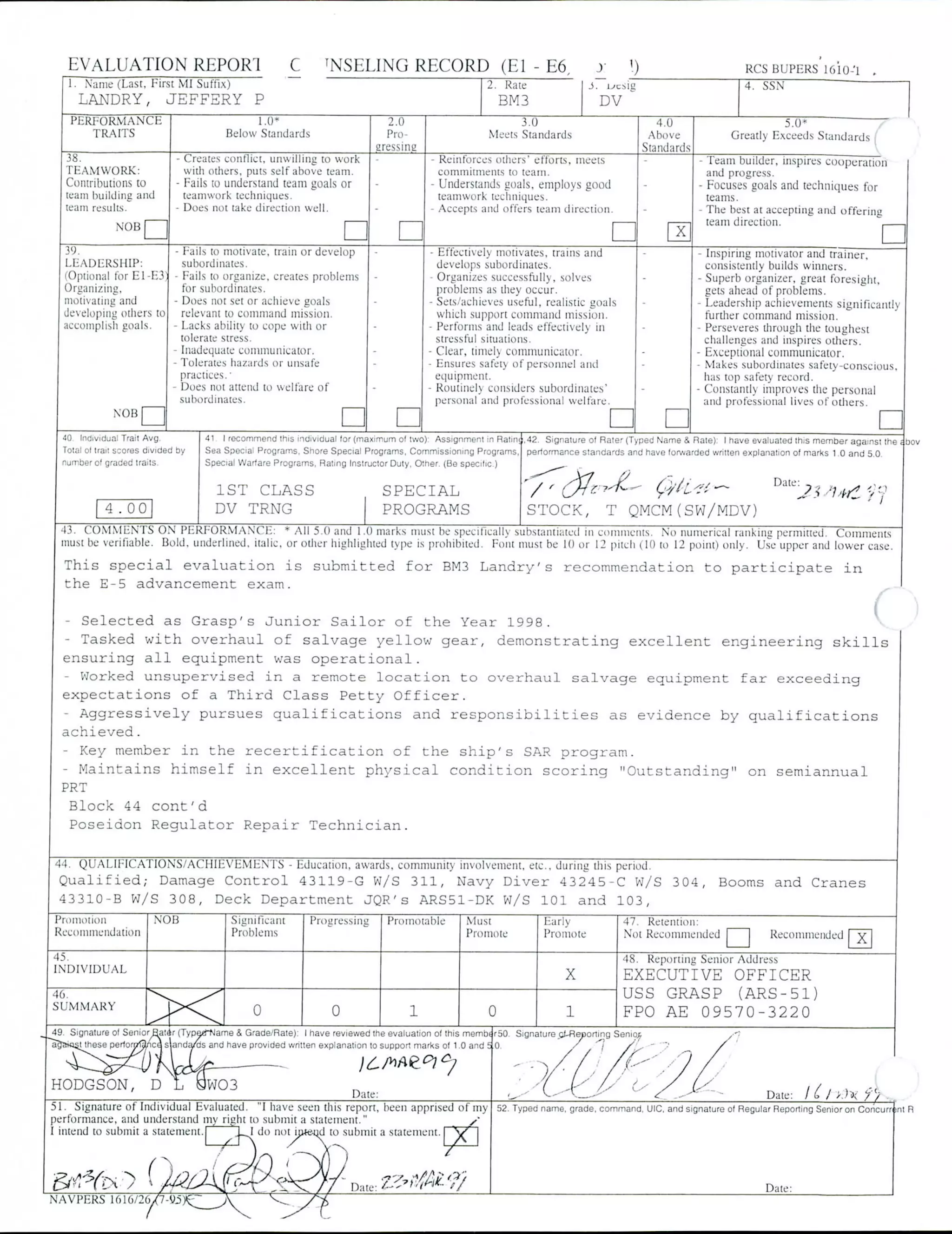 LANDRY FITREP GRASP | PDF
