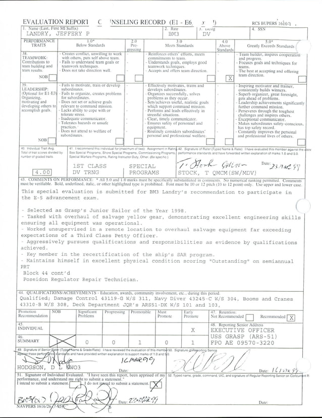 LANDRY FITREP GRASP | PDF
