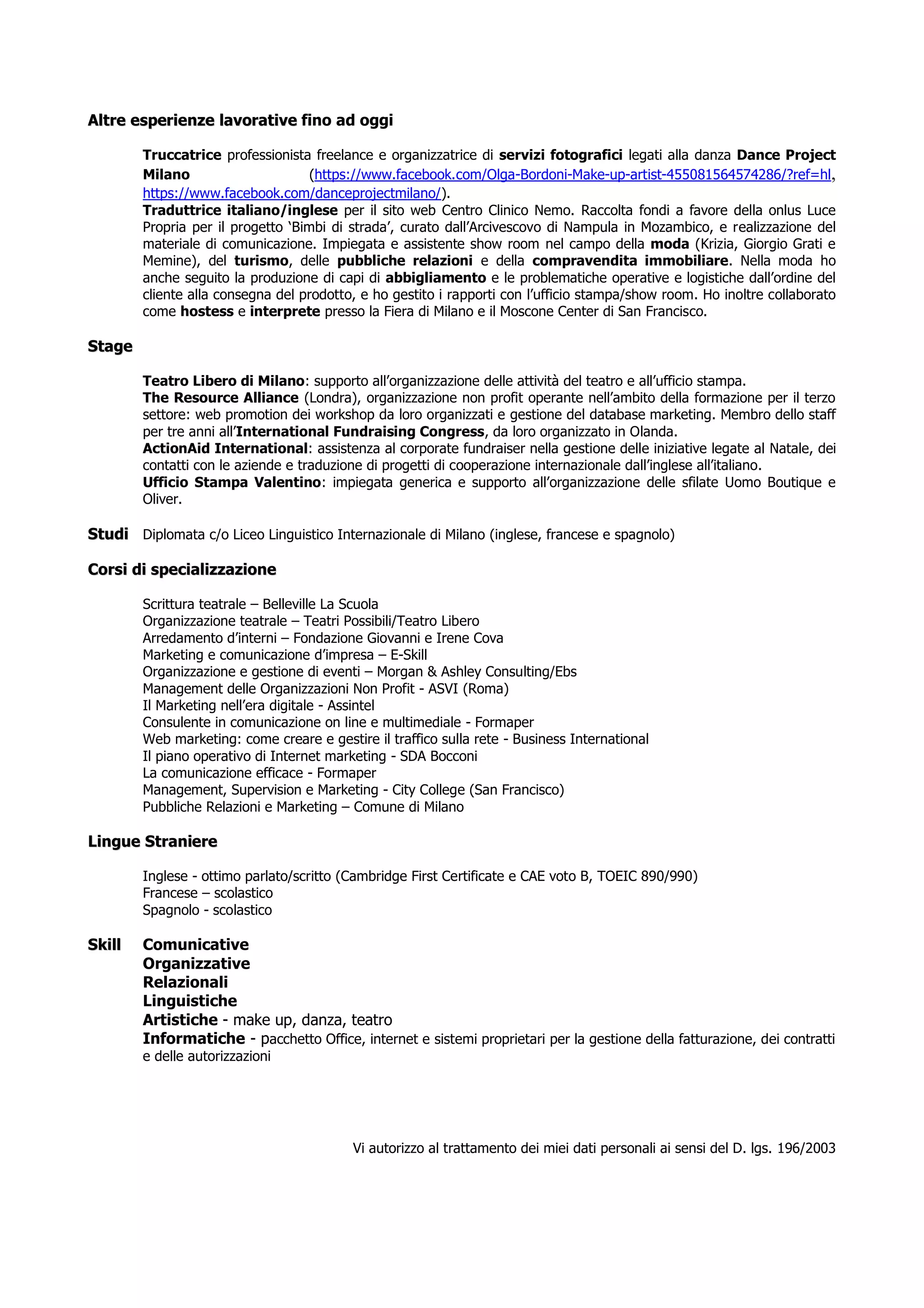 Olga Bordoni CV 2017 Linkedin | PDF
