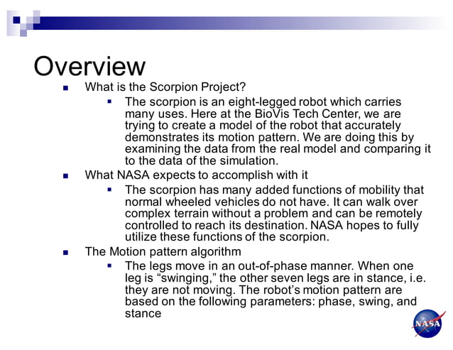 Physically-based Modeling of Motion Pattern for Scorpion Robot | PPT