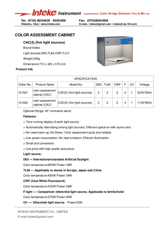 Color Light Box CAC(5) with five light source contains D65,TL84,UV,F,CWF
