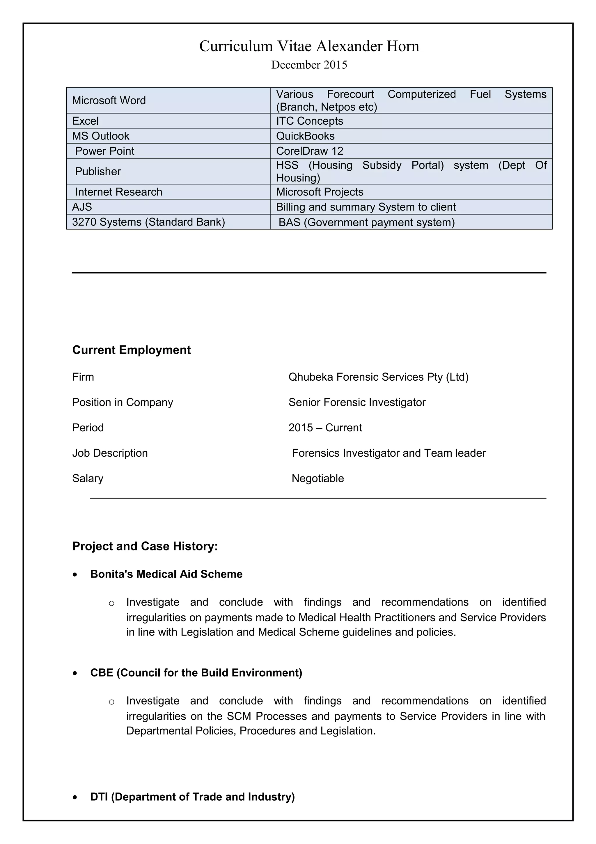 Latest - ALEX CV - December 2015 | DOC | Crime & Harmful Acts to ...