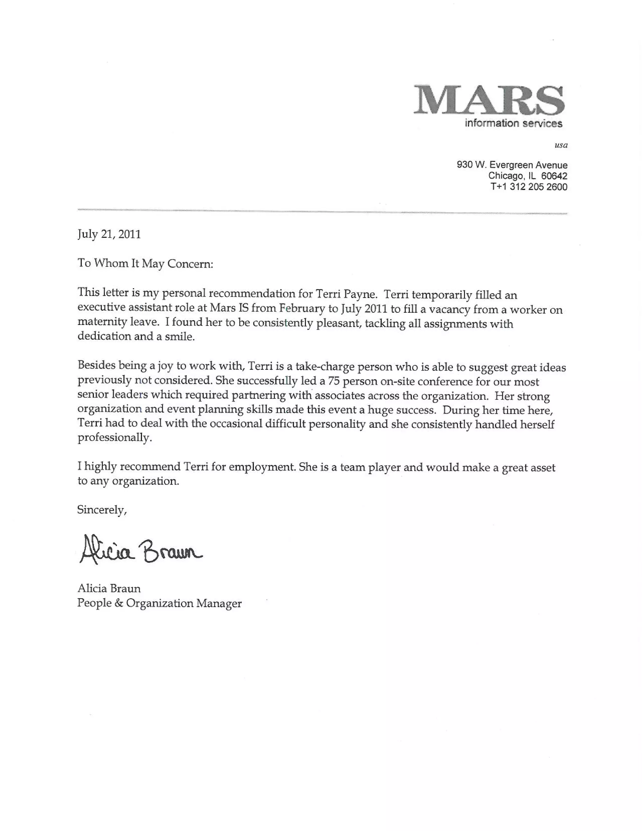 Letter of Recommendation from MARS | PDF