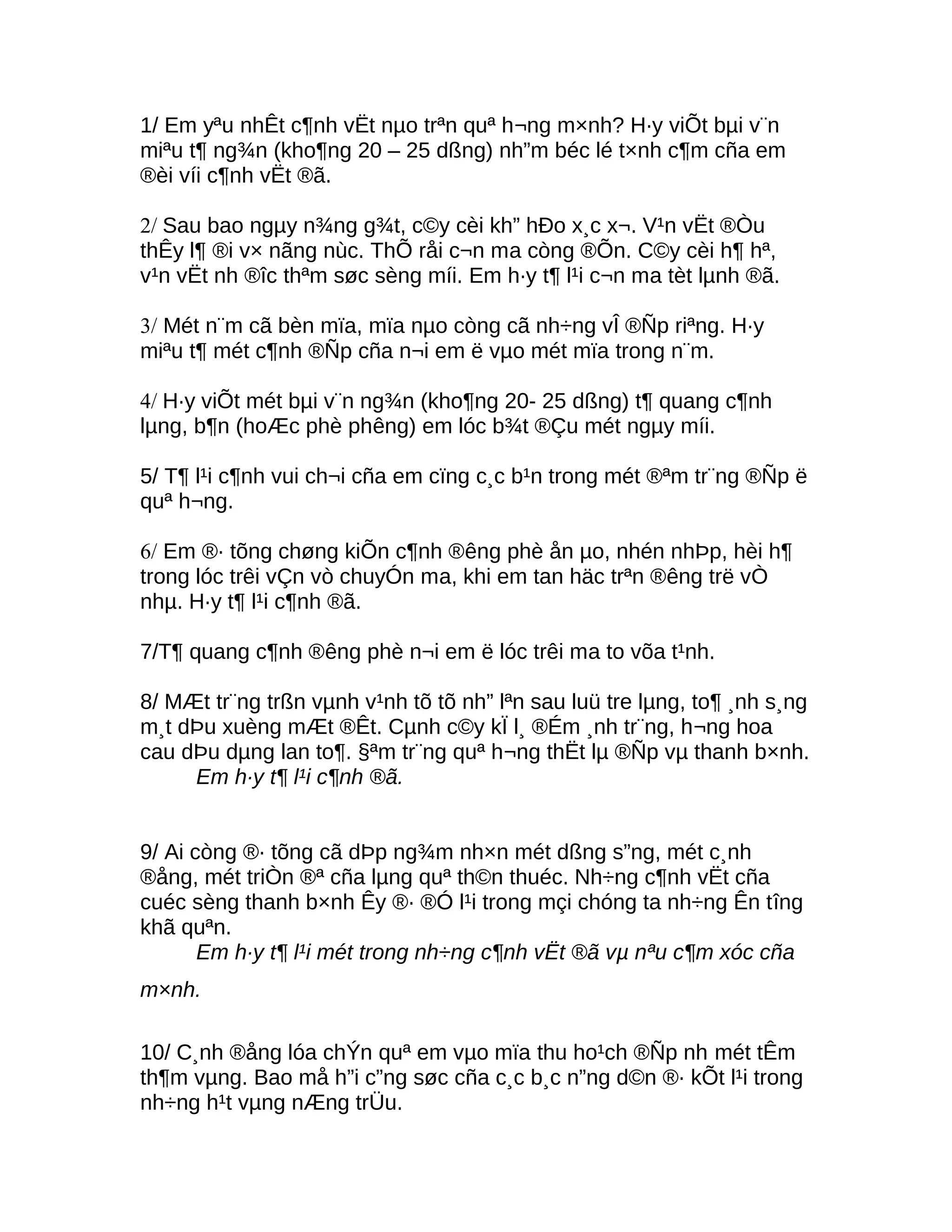 Cac bai van ta canh lop 5 | DOC