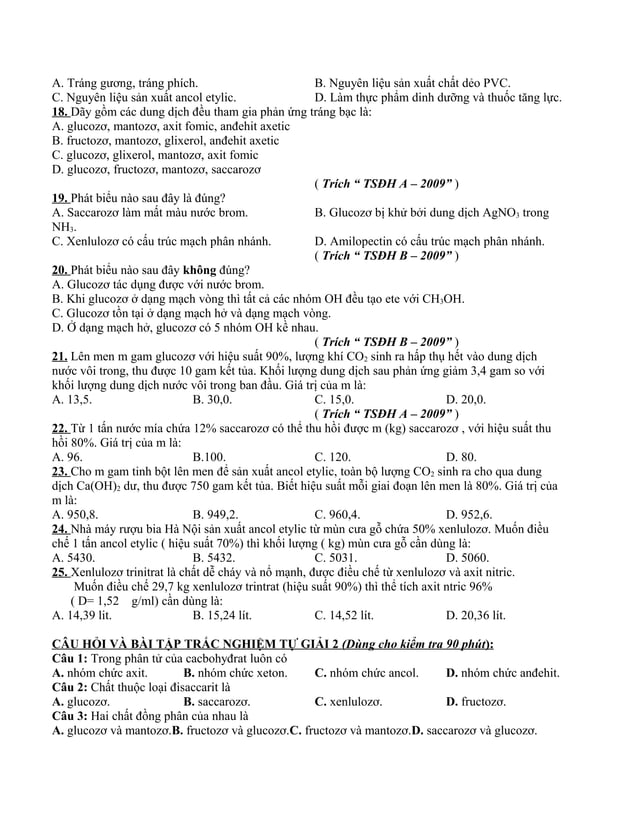 Cacbohidrat tom-tat-ly-thuyet-bai-tap-dap-an-bai-tap-tu-giai | PDF